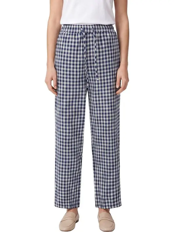 DUNST Jogging Trousers With Vichy Pattern - Blue