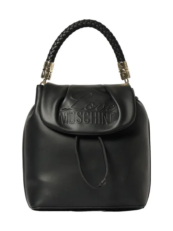 Moschino Backpack With Braided Top Handle - Black