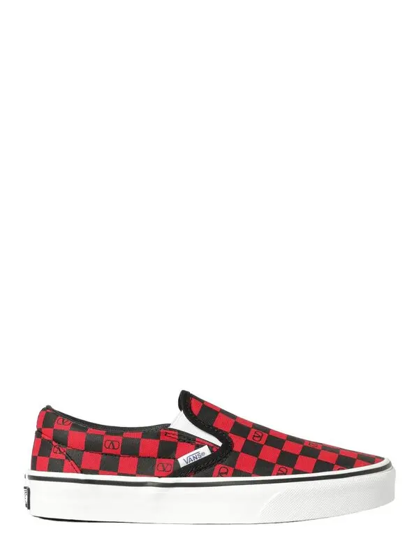 VANS Valentino Garavani X Checkered Monogram Canvas Slip-on Sneakers - Red