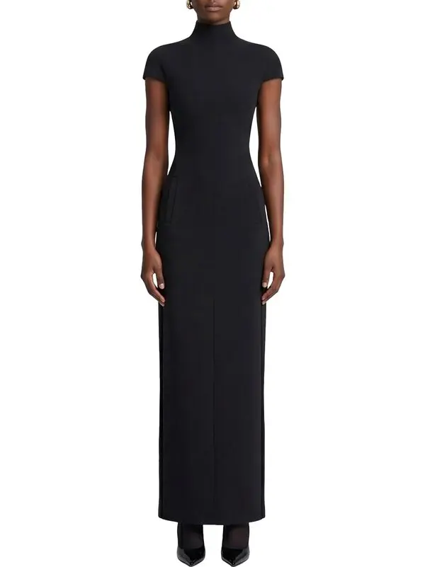 Solace London Maxi Dress With High Neck - Black
