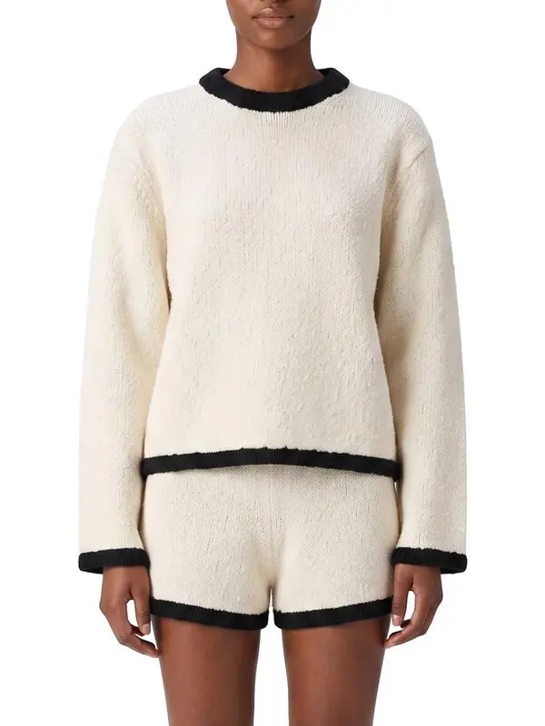 BY MALENE BIRGER Wool And Cotton Blend Crewneck Jumper With Contrast Trims - White