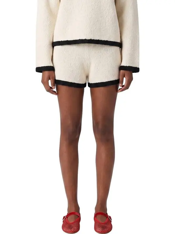 BY MALENE BIRGER High-waisted Slim Fit Knit Shorts In Organic Cotton And Wool - White