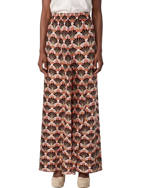 La DoubleJ Graphic Print Silk Wide-leg Trousers - Nude