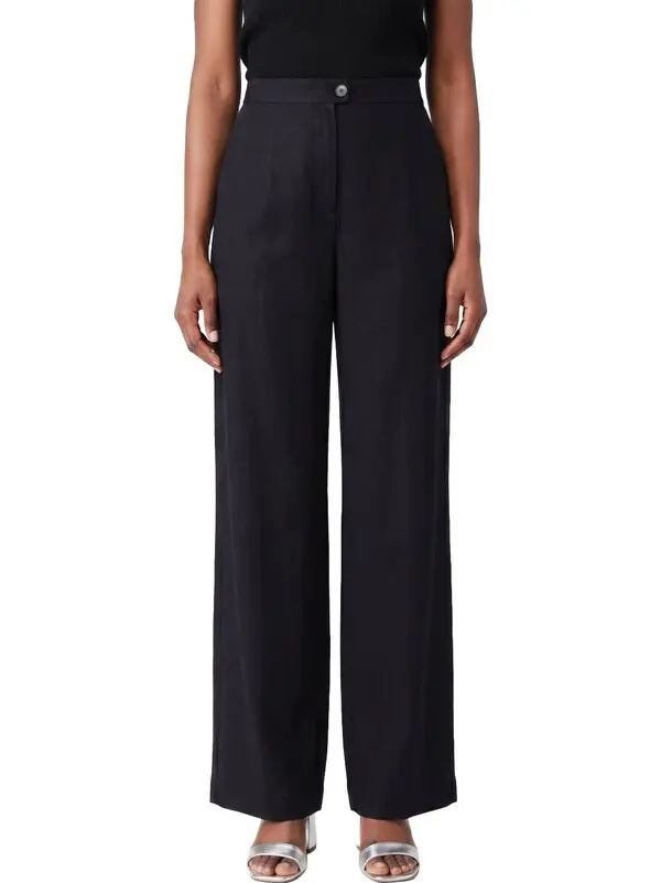 FORTE_FORTE High-waisted Wide Leg Palazzo Trousers In Linen Blend - Black