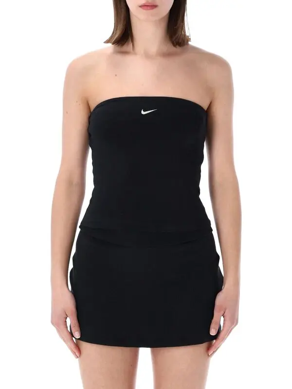 Nike Slim-fit Bandeau Top In Cotton-blend - Black