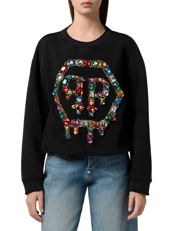 Philipp Plein Embellished Sweatshirt - Black