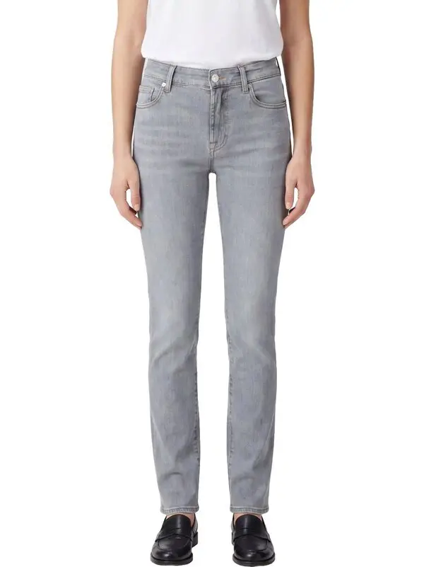 7 For All Mankind High-waisted Skinny Jeans - Grey