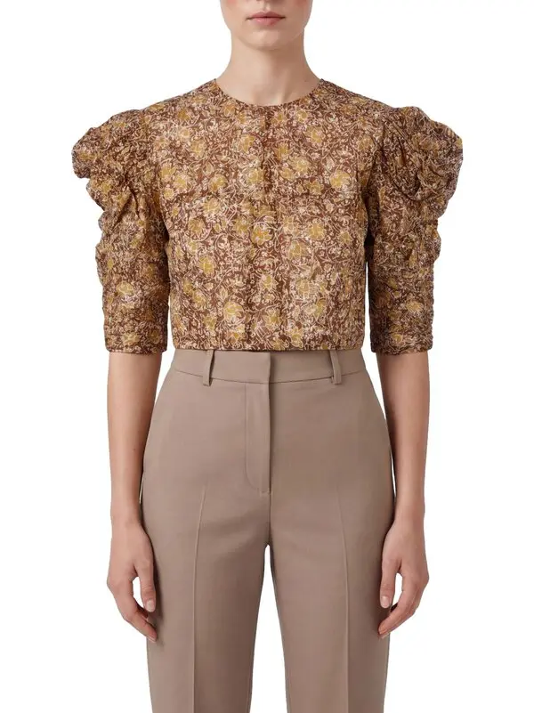 Isabel Marant Étoile Floral Cotton Cropped Top - Brown