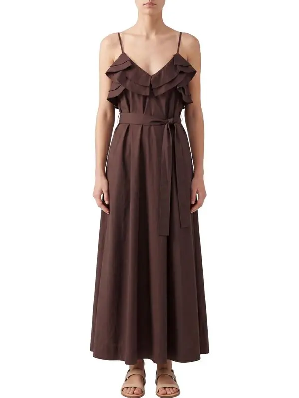 Citizens Of Humanity Dress With Ruffles And Belt - Brown