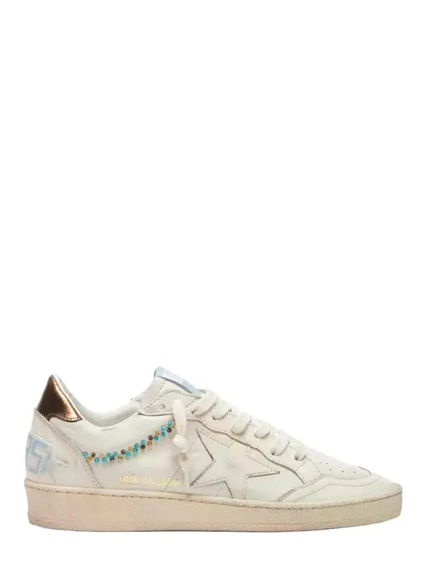 GOLDEN GOOSE Ball Star Nappa Leather Sneakers With Embellishments - Neutrals