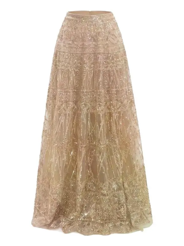 SAIID KOBEISY Beaded A-line Maxi Skirt - Gold