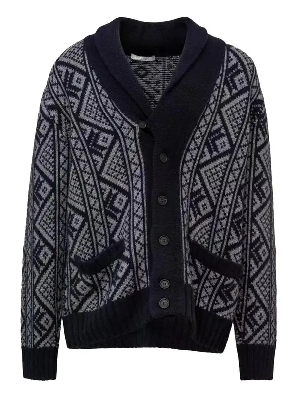 CRUCIANI Fair Isle Shawl-collar Cardigan - Blue