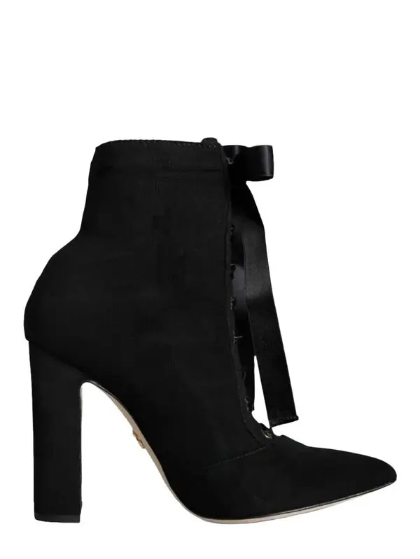 Dolce & Gabbana Lace-up Ribbon Ankle Boots - Black