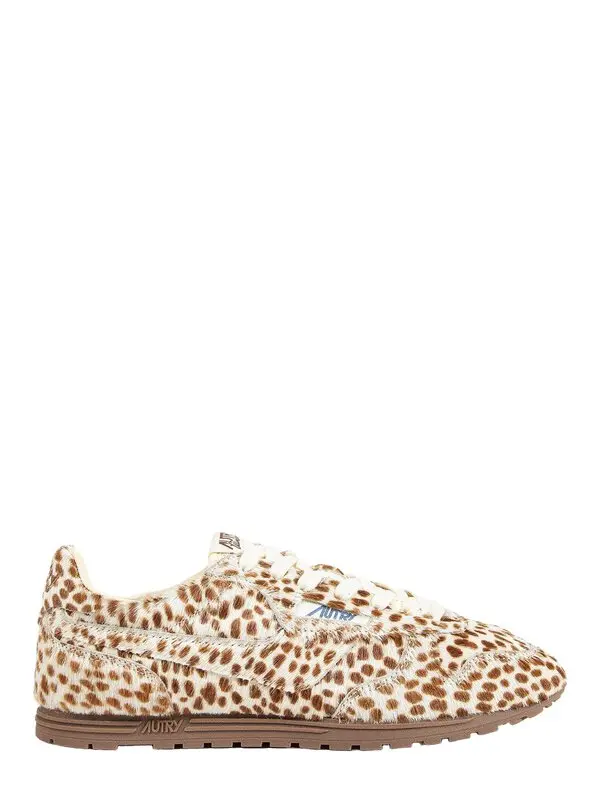 AUTRY Windspin Leopard Print Calf Hair Sneakers - Brown