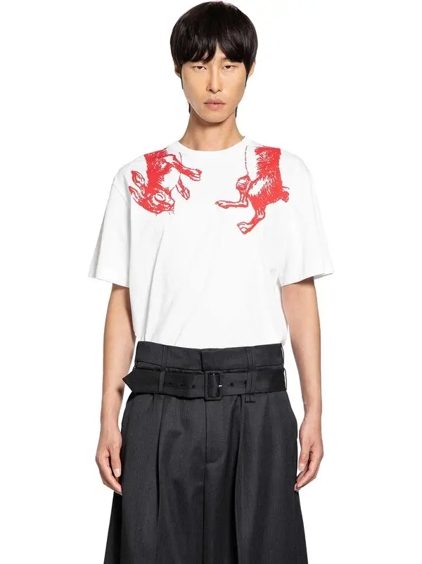 Simone Rocha Hare Ilustration Print T-shirt - White