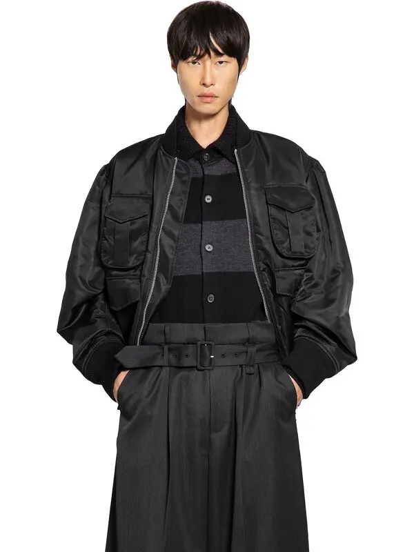 Simone Rocha Satin Bomber Jacket - Black