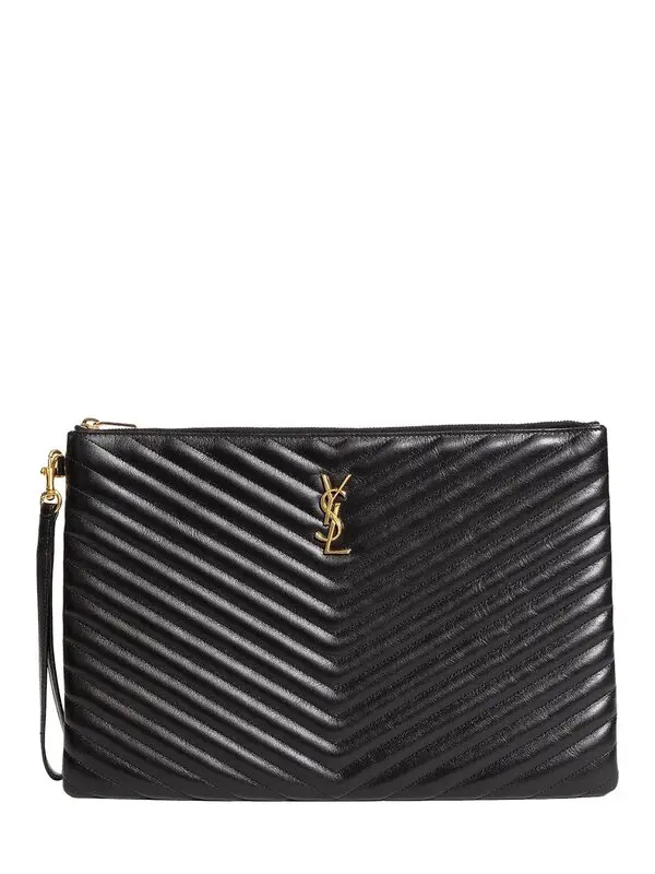 Saint Laurent Cassandre Matelassé Document Holder - Black