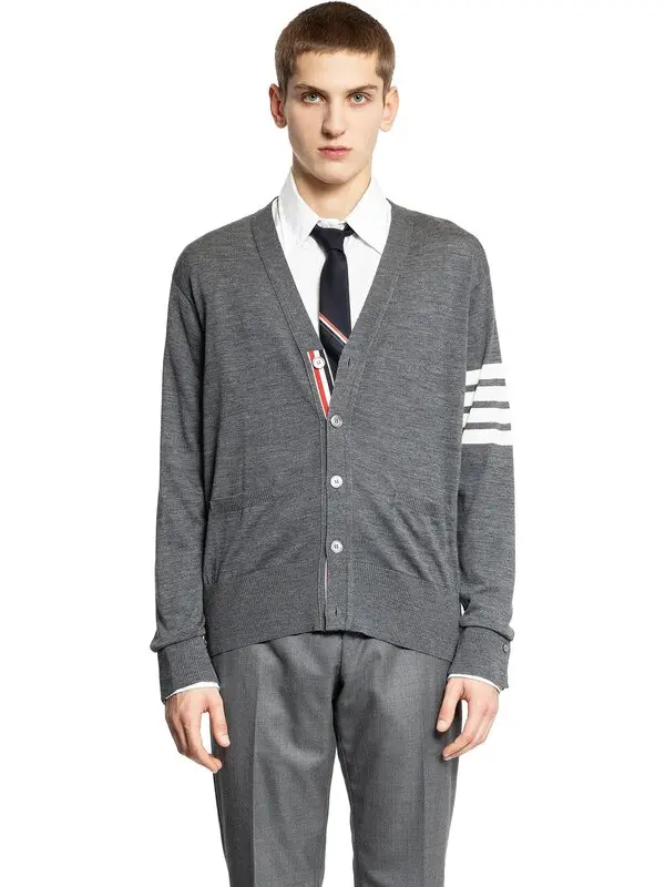 Thom Browne Merino Wool 4-bar Cardigan - Grey