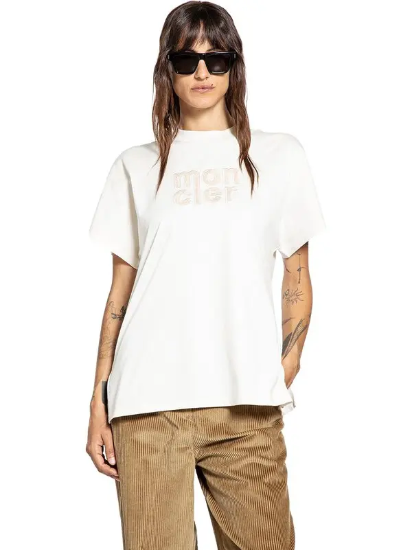 Moncler Teddy Logo Cotton T-shirt - White