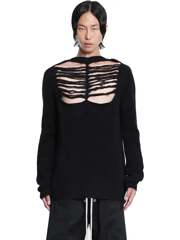 Rick Owens Concordians Alpaca Grid Knit Top - Black
