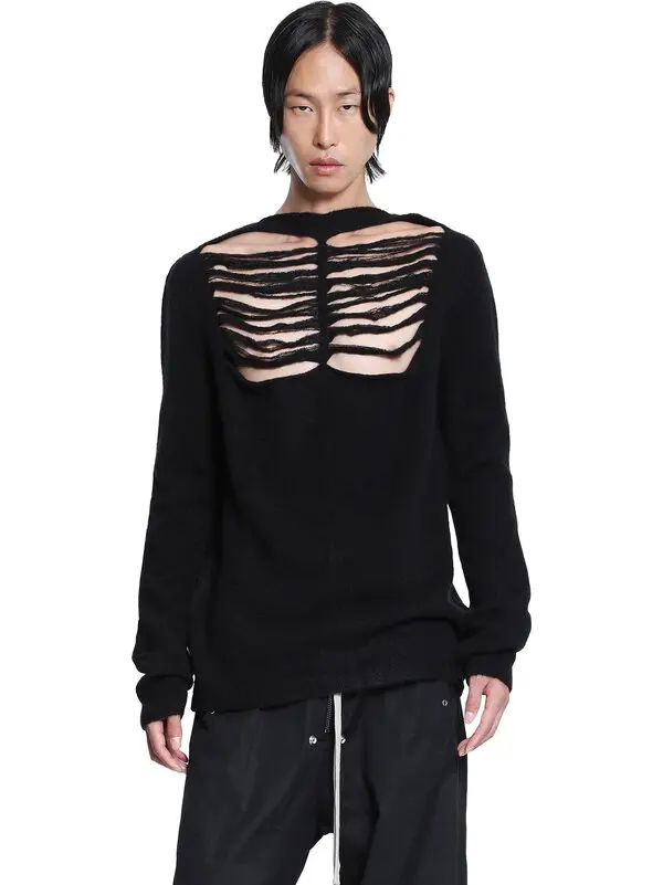 Rick Owens Concordians Alpaca Grid Knit Top - Black