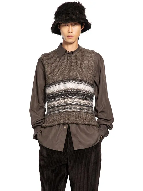 Our Legacy Sleeveless Knit Vest With Fair Isle Pattern - Brown
