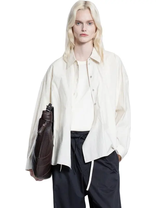 LEMAIRE Straight Collar Twisted Shirt In Light Cream Washed Cotton-silk - Off-white
