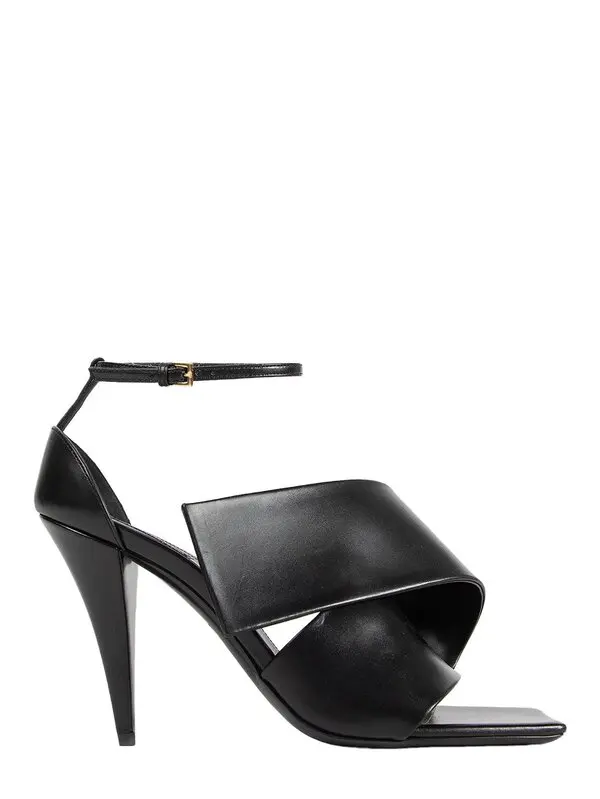 Givenchy Calfskin Sliced Square Sandals - Black