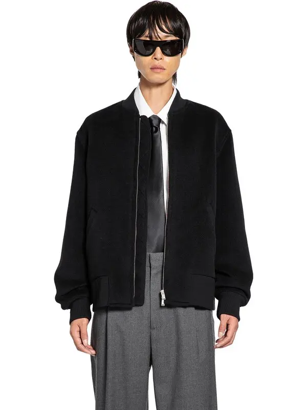 LARDINI Wool Felt Bomber Jacket - Black