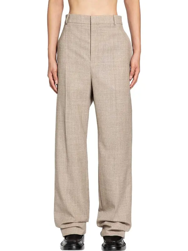Saint Laurent High-rise Wool Twill Pants - Beige