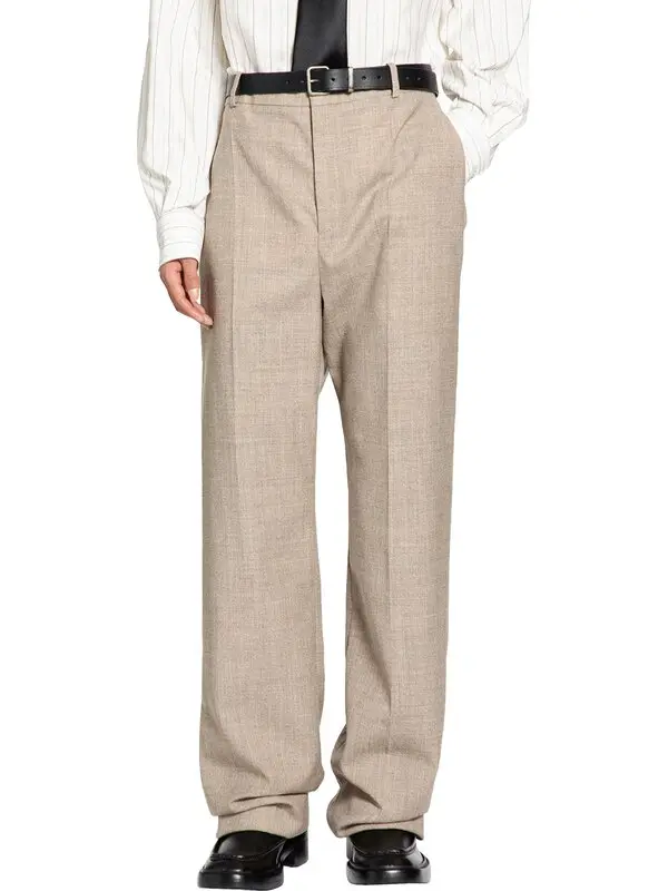 Saint Laurent High-rise Wool Twill Pants - Beige