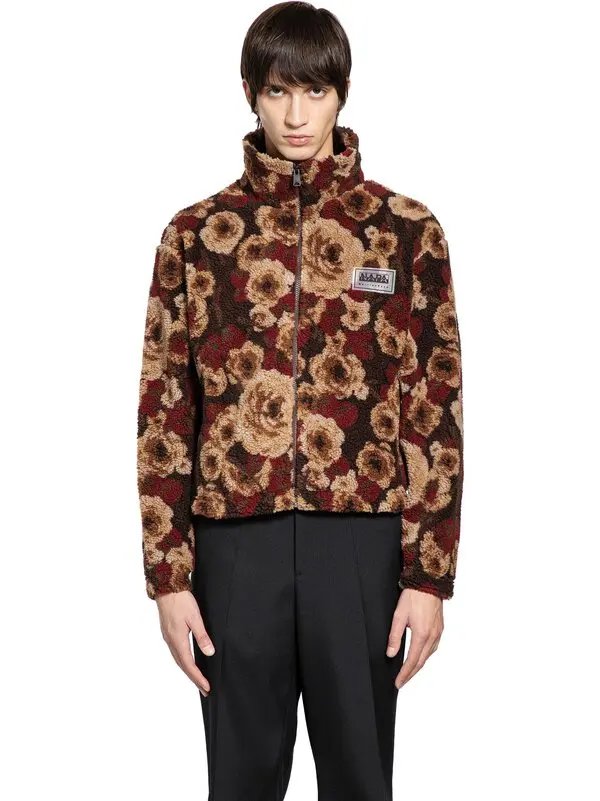 NAPAPIJRI Martine Rose X Floral Print Fleece Jacket - Brown