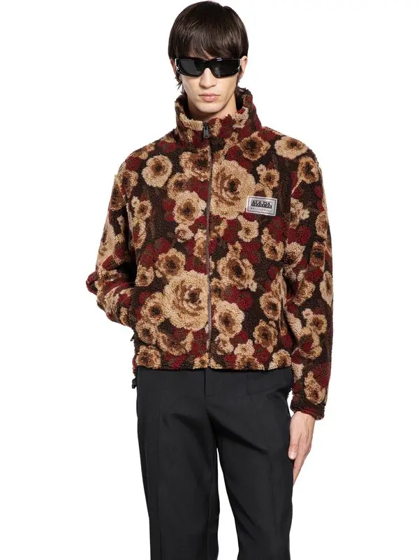 NAPAPIJRI Martine Rose X Floral Print Fleece Jacket - Brown