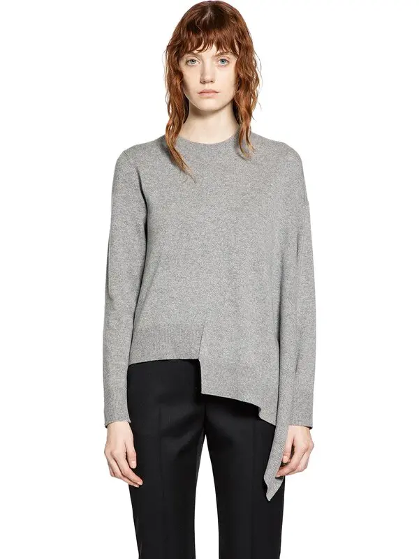 Alexander McQueen Asymmetric Wool Cashmere Jumper - Grey