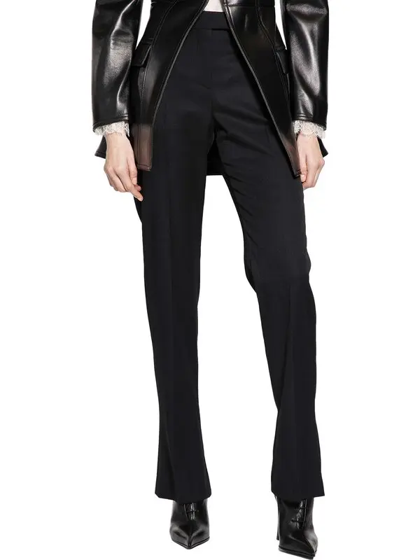 Alexander McQueen Flared Wool Tailored Trousers - Black