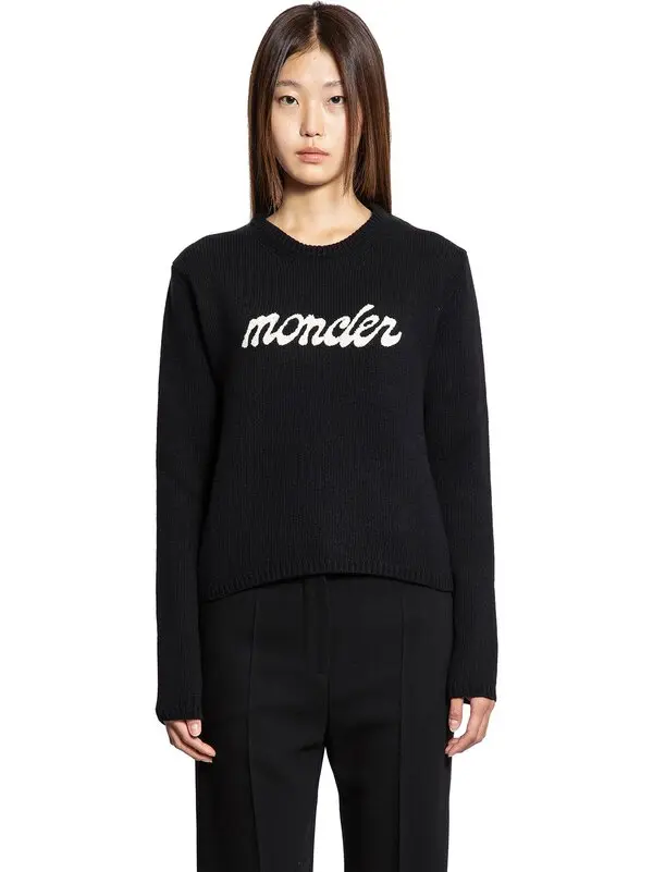 Moncler Embroidered Wool And Cashmere Sweater - Black