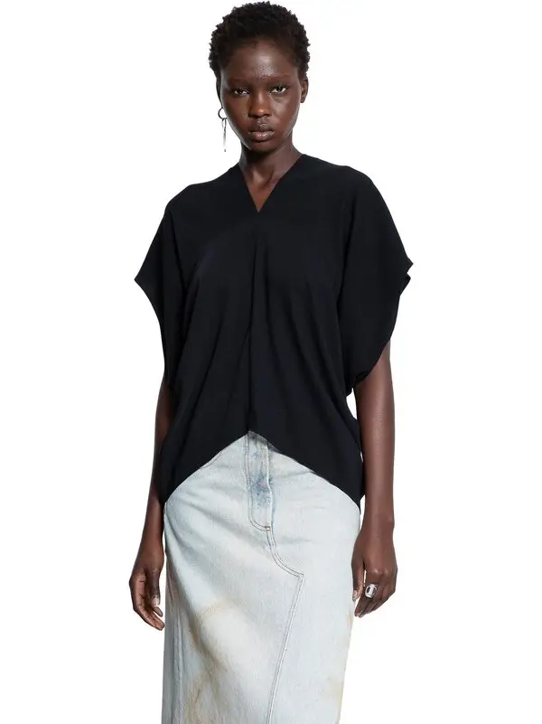 MAISON MARGIELA Draped V-neck Top - Black