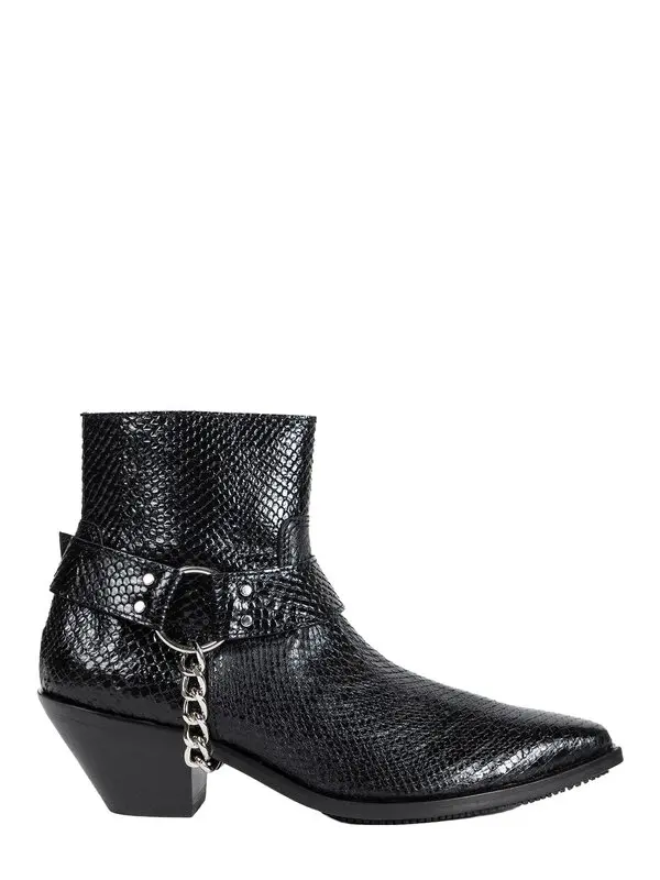 Junya Watanabe Snake Print Texas Ankle Boots - Black