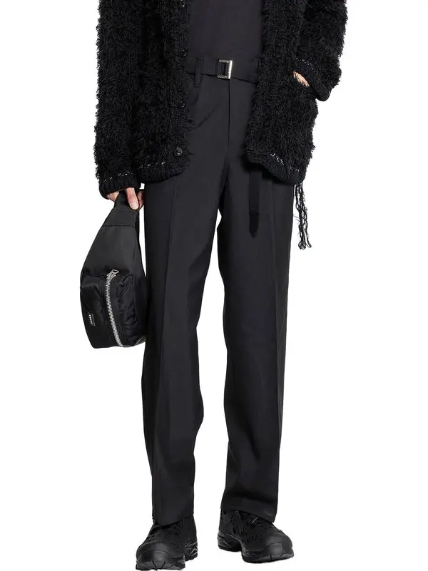 Sacai Suiting Pants With Buckled Belt - Black