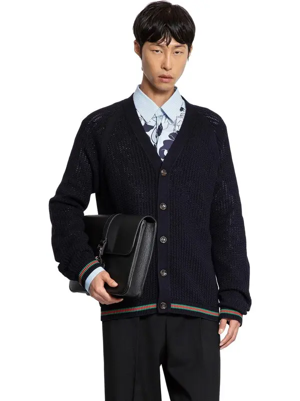 Gucci Cotton Web Cardigan - Blue