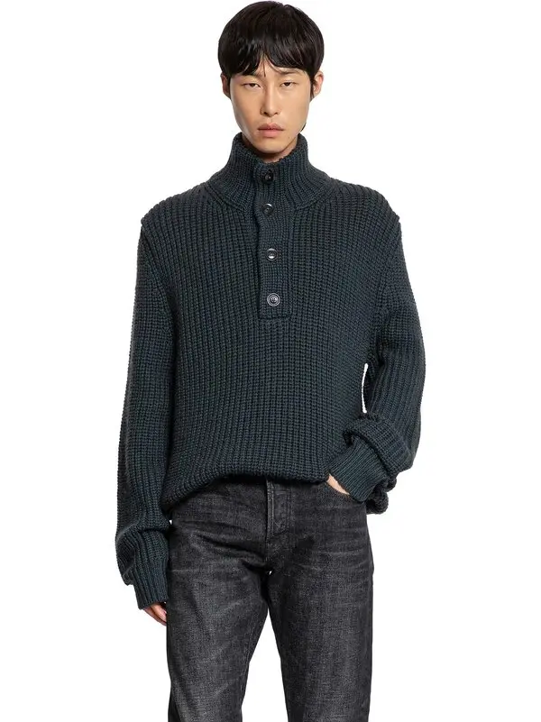 TOM FORD Cashmere Wool Half-button Sweater - Green