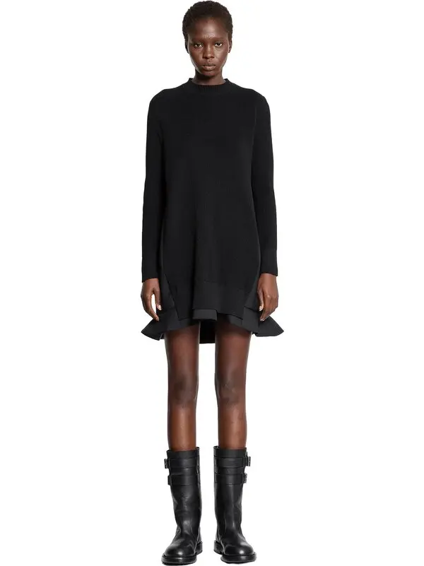 Sacai Suiting Mix Knit Dress - Black