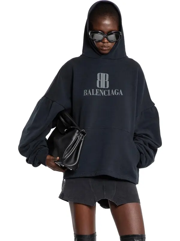 Balenciaga Nano Bb Cropped Hoodie - Black