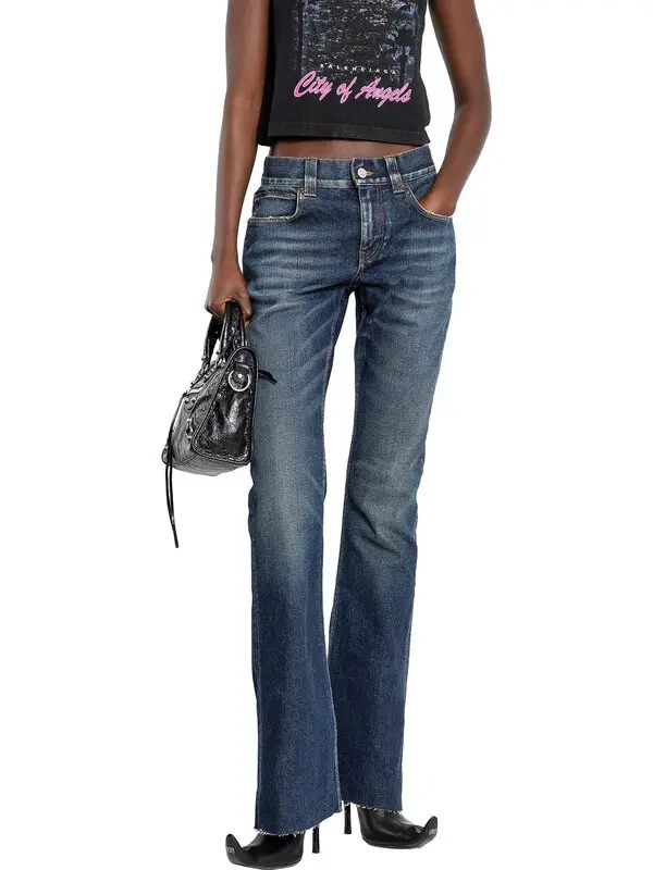 Balenciaga Slim Fit Bootcut Pants In Cotton Denim - Blue