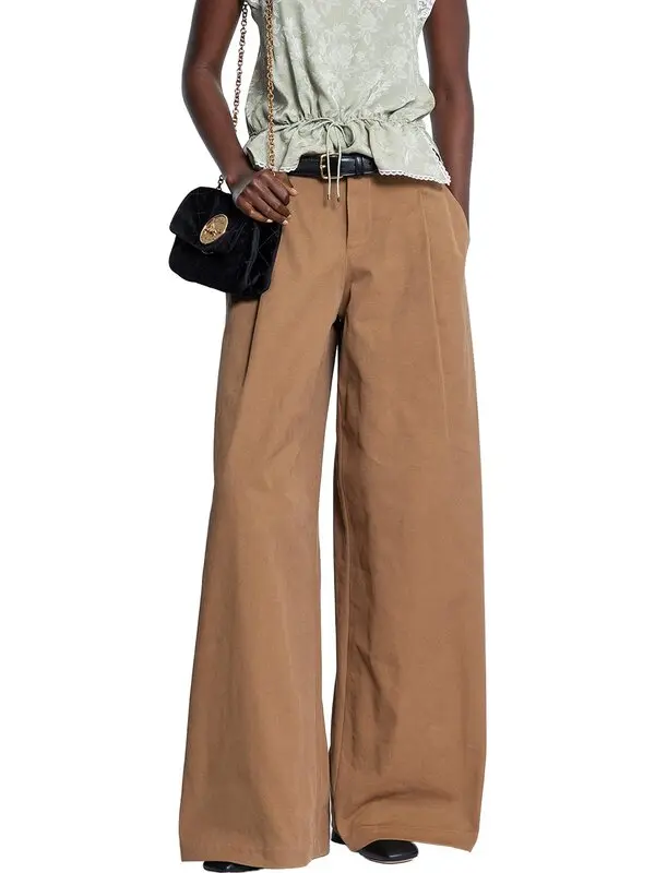 Chloé High-rise Wide-leg Cotton Canvas Pants - Brown