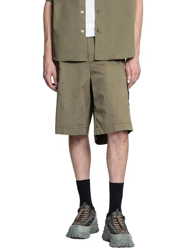 Moncler Cotton Gabardine Cargo Shorts - Green