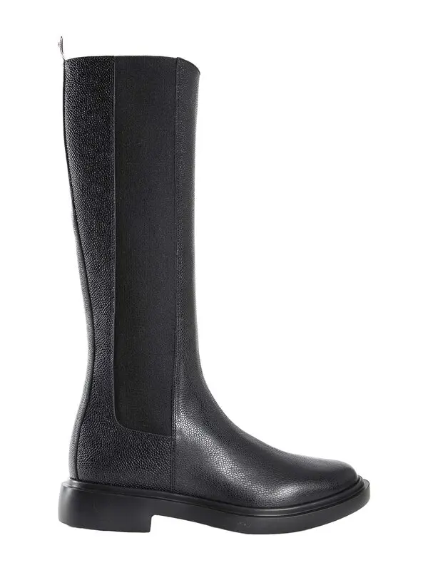 Thom Browne Pebble Grain Knee High Chelsea Boots - Black