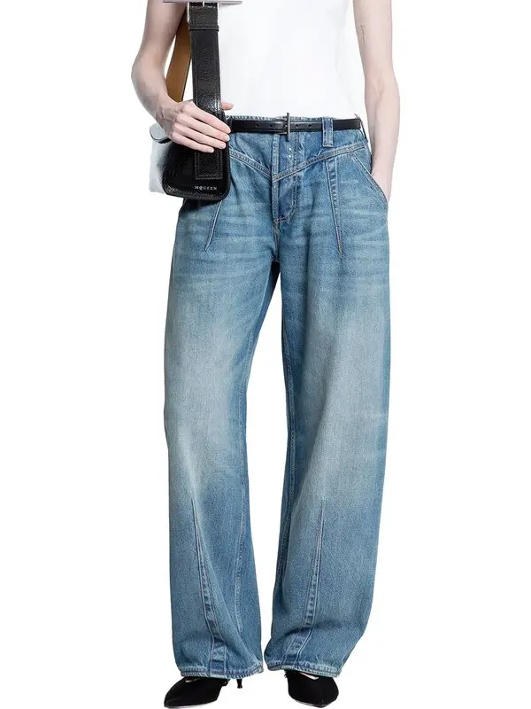 Alexander McQueen Stonewashed Denim Carrot Jeans - Blue