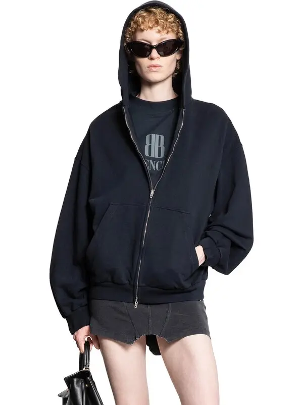 Balenciaga Flipped Uni Zip-up Hoodie - Black