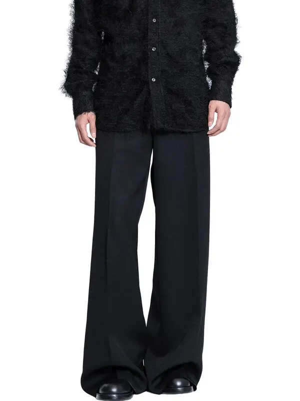 Alexander McQueen Wide Leg Tuxedo Trousers - Black